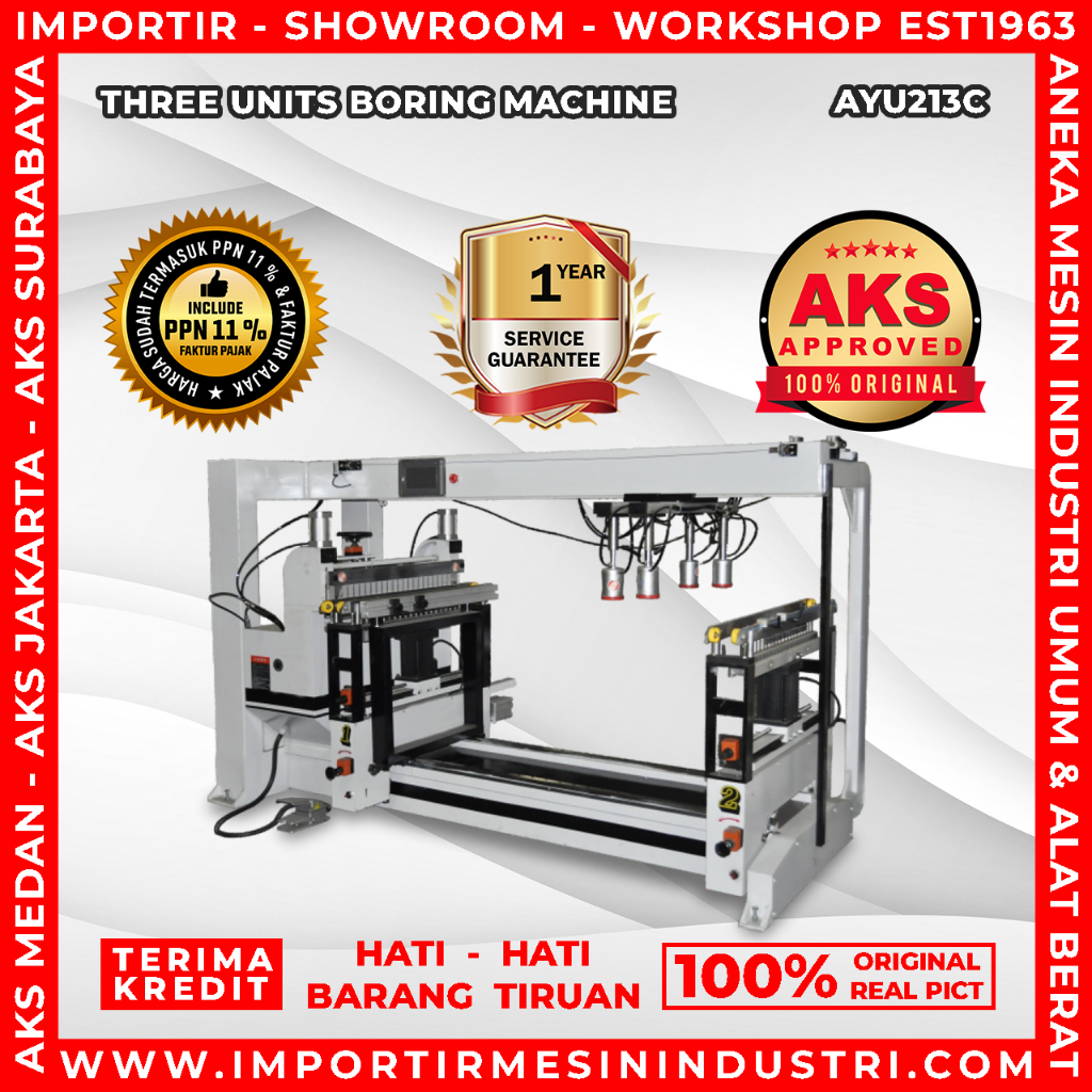 Jual Alat Pengebor Kayu WoodLog Three Unit Boring Machine 2Hp AKS ...