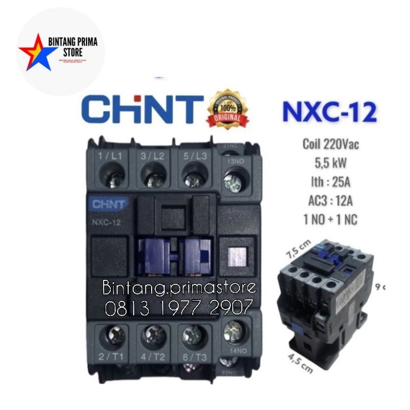 Jual Kontaktor / Contactor Tipe NXC-12 5,5 Kw 3P 20A 220V Merk Chint | Shopee Indonesia