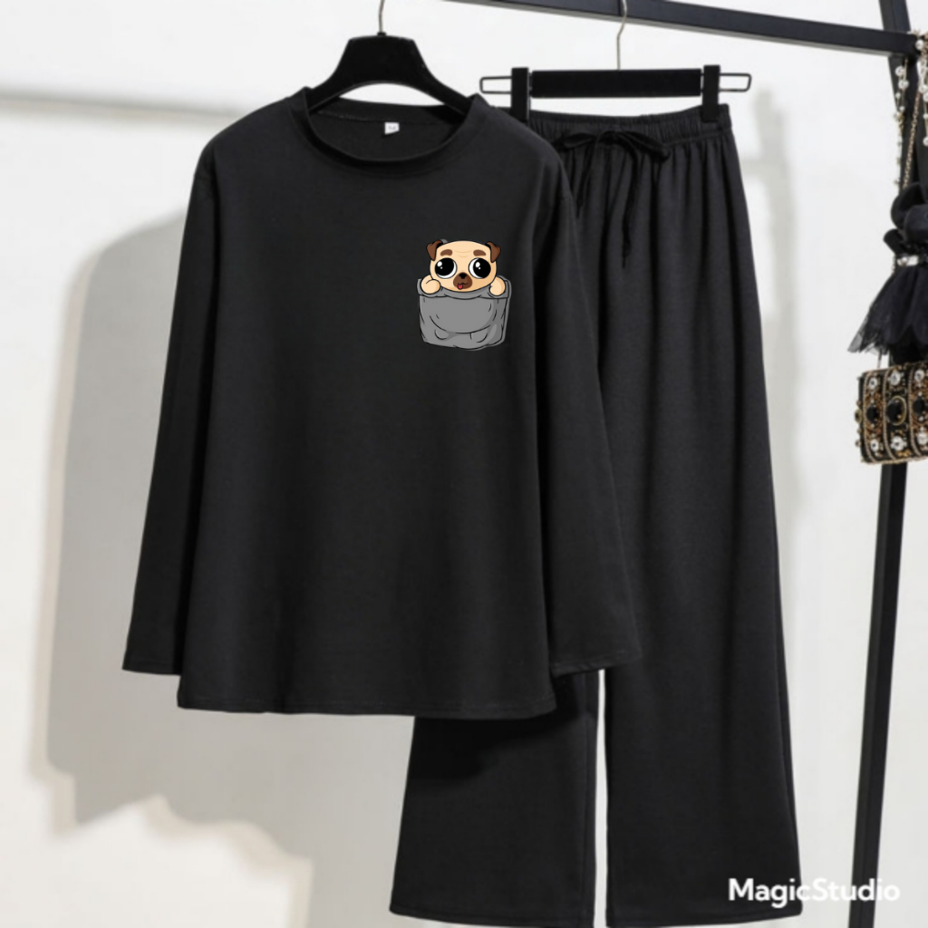 Jual JBF OOTD One Set Baju Long Slevee + Celana Outer Dog Pocket ...