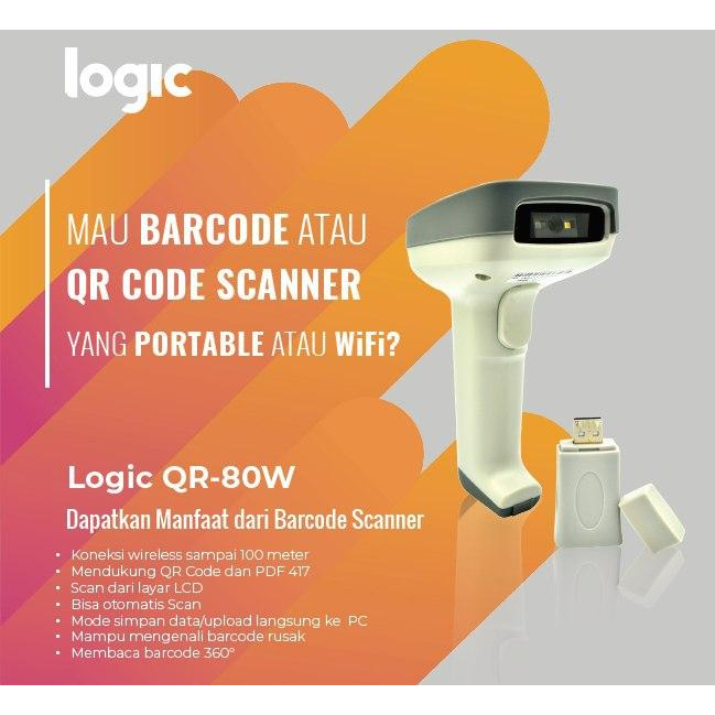 Jual Barcode Scanner 2 Dimensi Wireless LOGIC - QR 80W Cepat Akurat ...