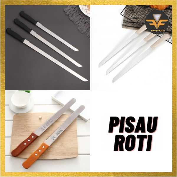Jual Pisau roti stainless gagang kayu plastik keramik Pisau gerigi ...
