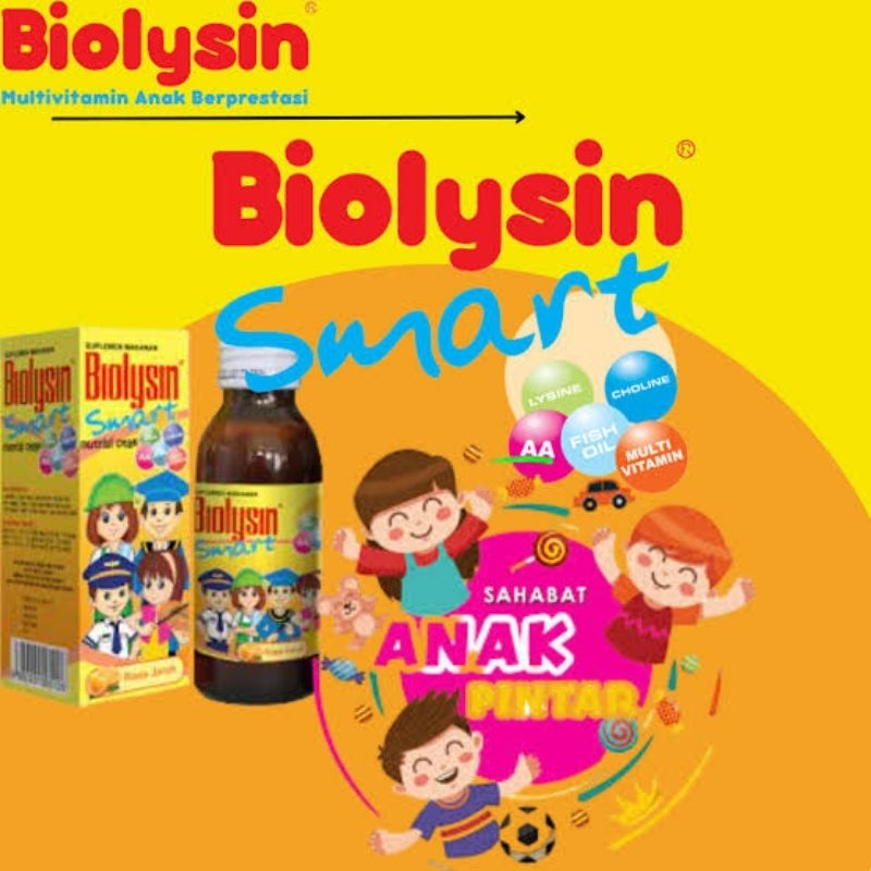 Jual (ORIGINAL) Biolysin Smart Vitamin Anak Sirup Rasa Jeruk ( 100 ml ...