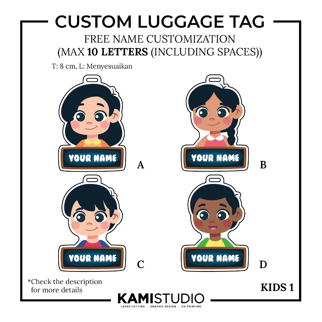 Jual bag tag Avatar Orang / bag tag kartun wajah orang / luggage tag ...
