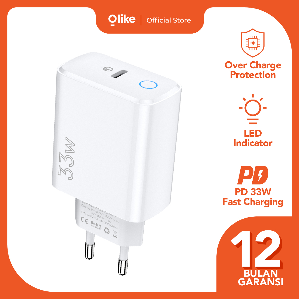Jual ADAPTOR CHARGER OLIKE C306 Kepala Charger PD 33W 3A Fast Charging ...