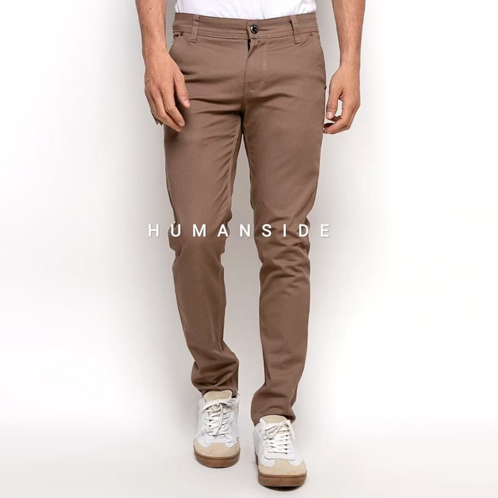 Jual HUMAN SIDE - Celana Chino Panjang Pria Katun Slim Fit Mocca ...