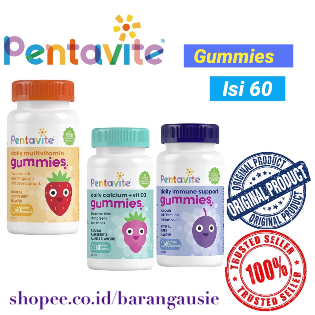 Jual Pentavite Daily Multivitamin Immune Calcium + Vitamin D3 Kids 60 ...