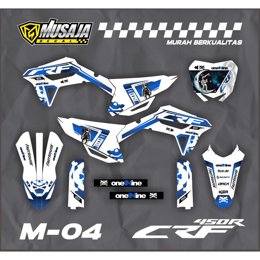 Jual Decal stiker motor CRF 450 full body putih biru gradasi | Shopee ...