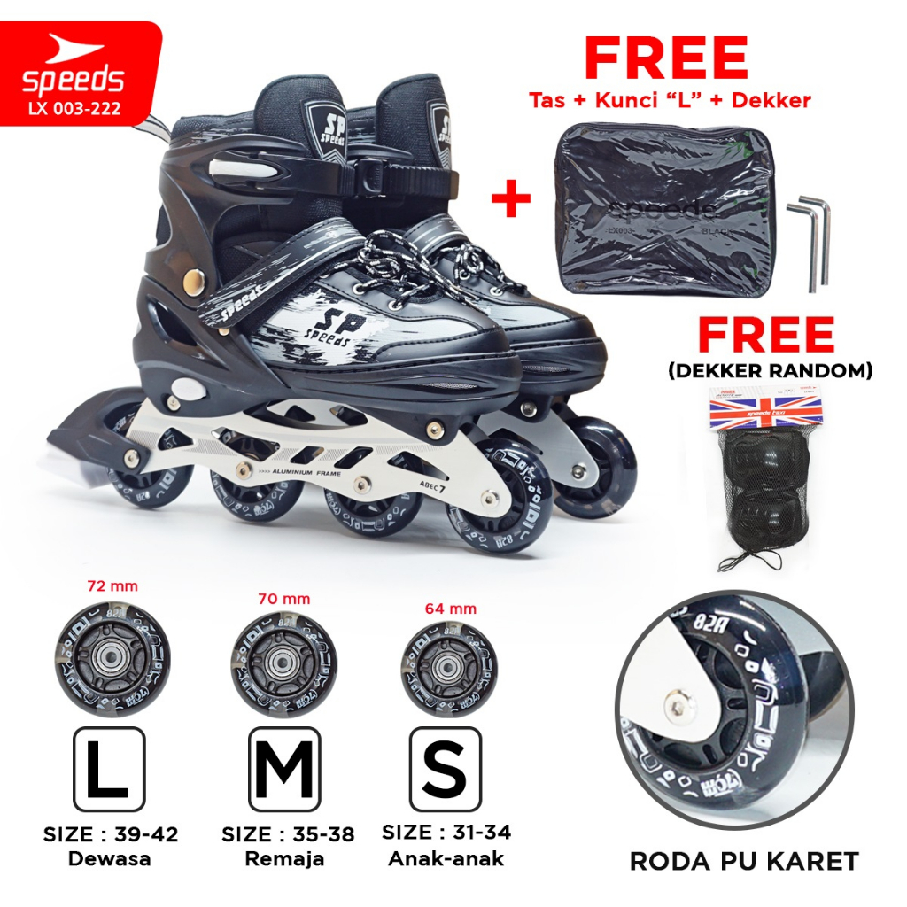 Jual SPEEDS Sepatu Roda Anak dan Dewasa Inline Skate Full Karet PU Roda ...