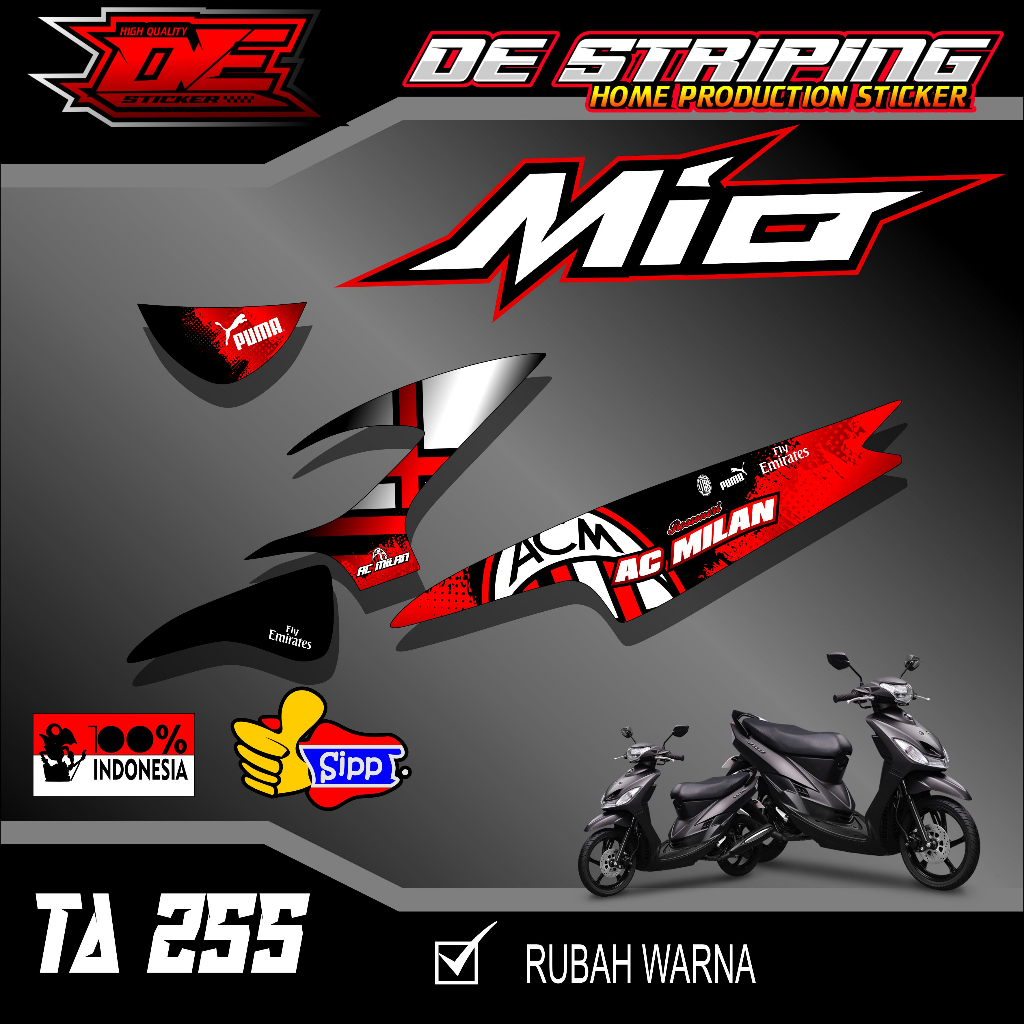 Jual Ac Milan!!!Striping Sticker Motor Mio Smile/Sporty Semifull Keren ...
