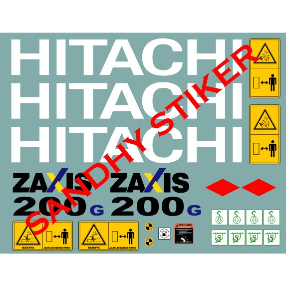 Jual Stiker Alat Berat HITACHI Zaxis ZX 200 G Sticker Excavator ...