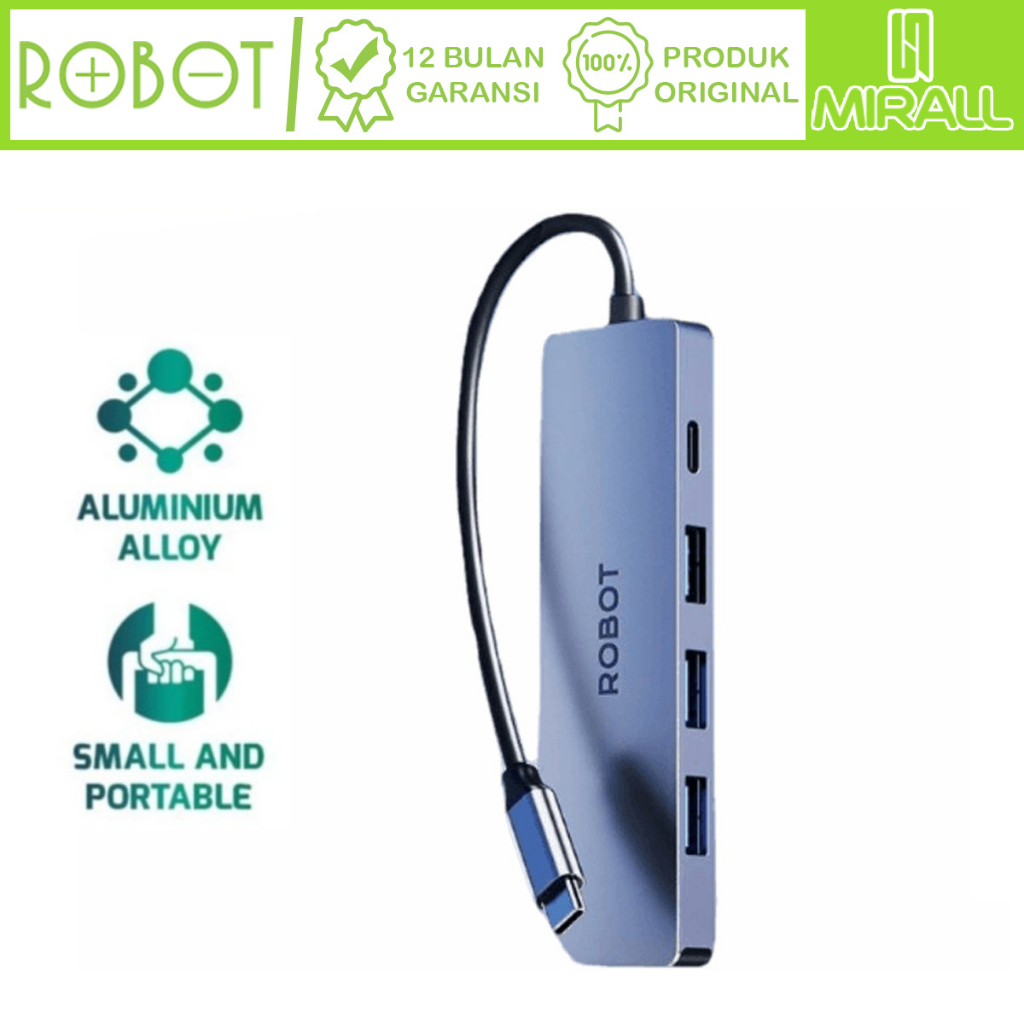 Jual ROBOT HT255S 5in1 USB-C HUB Adaptor HDMI PD 100W USB 3.0 ORIGINAL | Shopee Indonesia