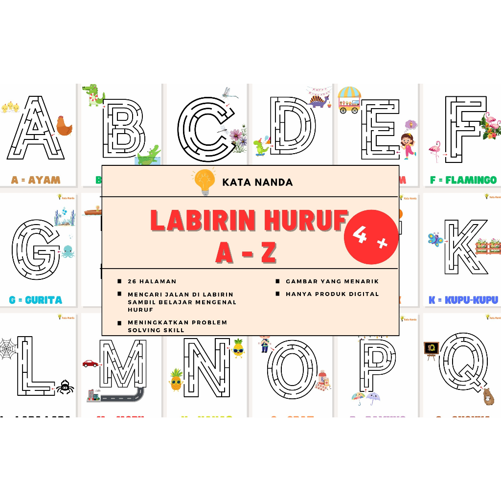 Jual Printable Worksheet Untuk Anak Usia 4 Tahun Pra TK PAUD Lembar ...