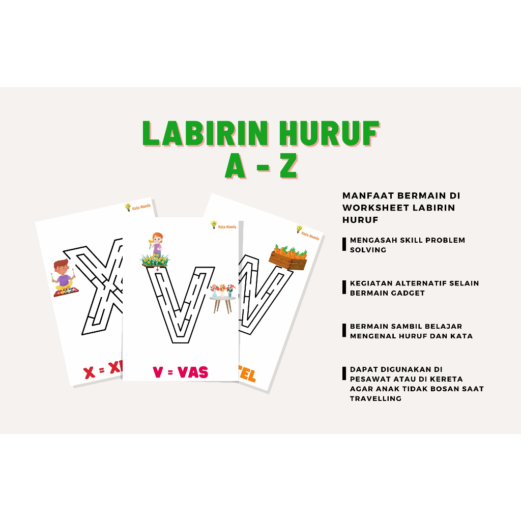 Jual Printable Worksheet Untuk Anak Usia 4 Tahun Pra TK PAUD Lembar ...