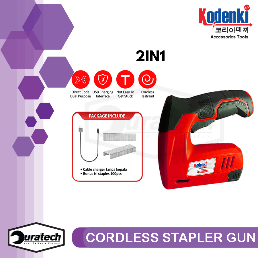 Jual Mesin paku staples tembak 2in1 baterai cordless stapler gun Kodenki - Alat stapler gun ...