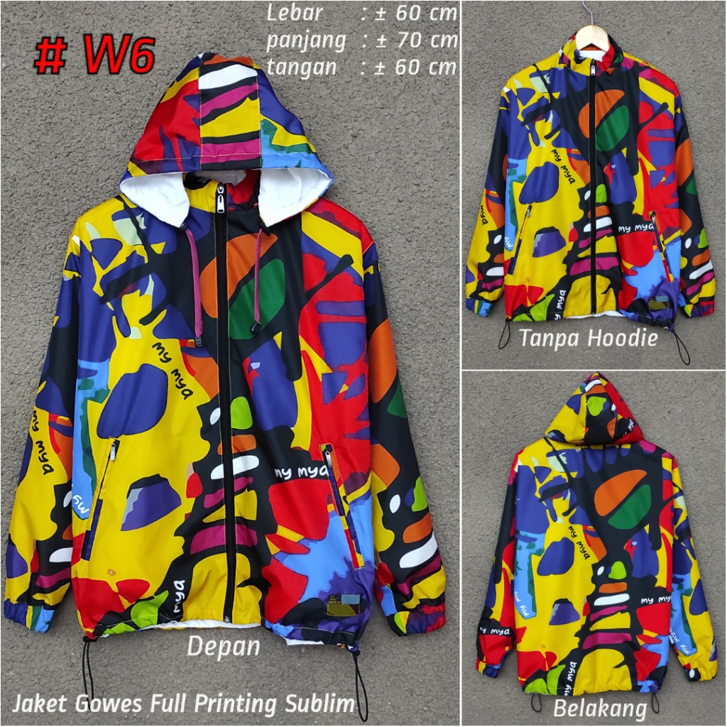 Jual W6 Jaket Parasut Pria dan Wanita Motif Printing Print Unisex ...