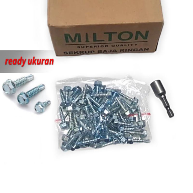 Jual Baut roffing baja ringan (50 pcs) 10x16 Baut / sekrup / Roffing ...