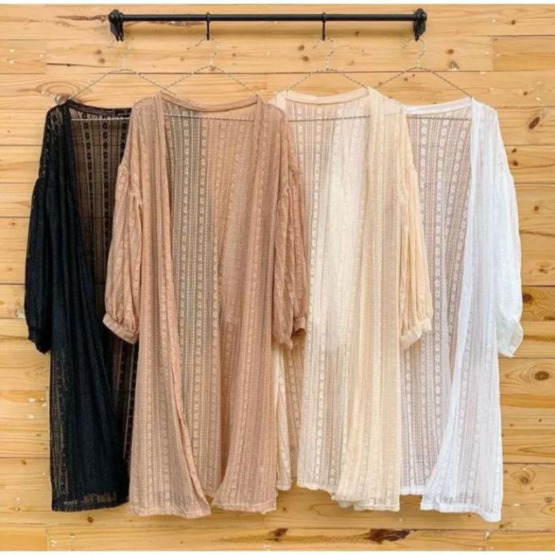 Jual TERBARU LONG OUTER PANTAI BURKAT / Cardigan Burkat Lengan Balon ...