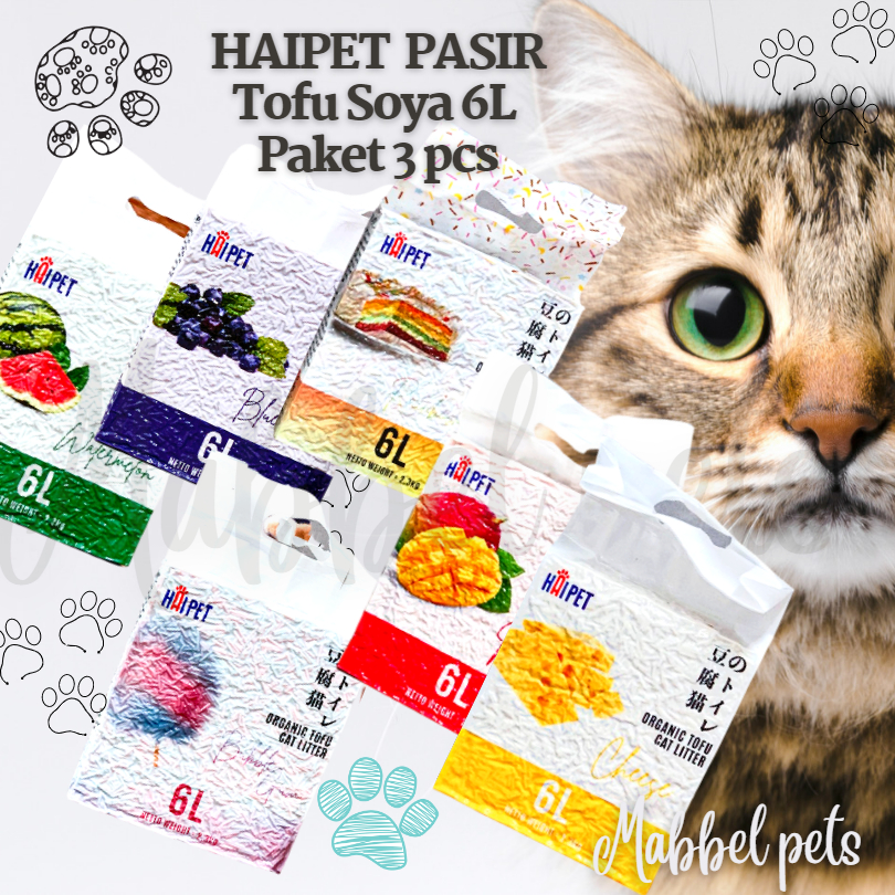 Jual HAIPET Pasir Kucing Tofu 6L - PASIR GUMPAL SOYA PAKET HEMAT 3pcs ...