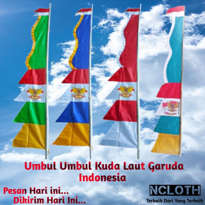 Jual Bendera Murah Umbul-Umbul Kuda Laut Garuda Merah Putih Warna Warni Isi 10 Pcs Untuk HUT ...