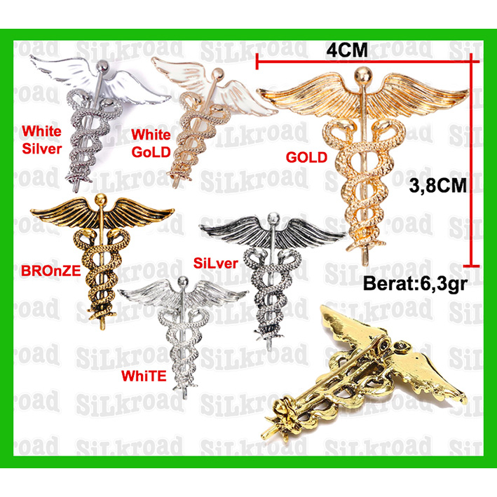 Jual caduceus pin doctor nurse medical asclepius emergency brooch bros ...