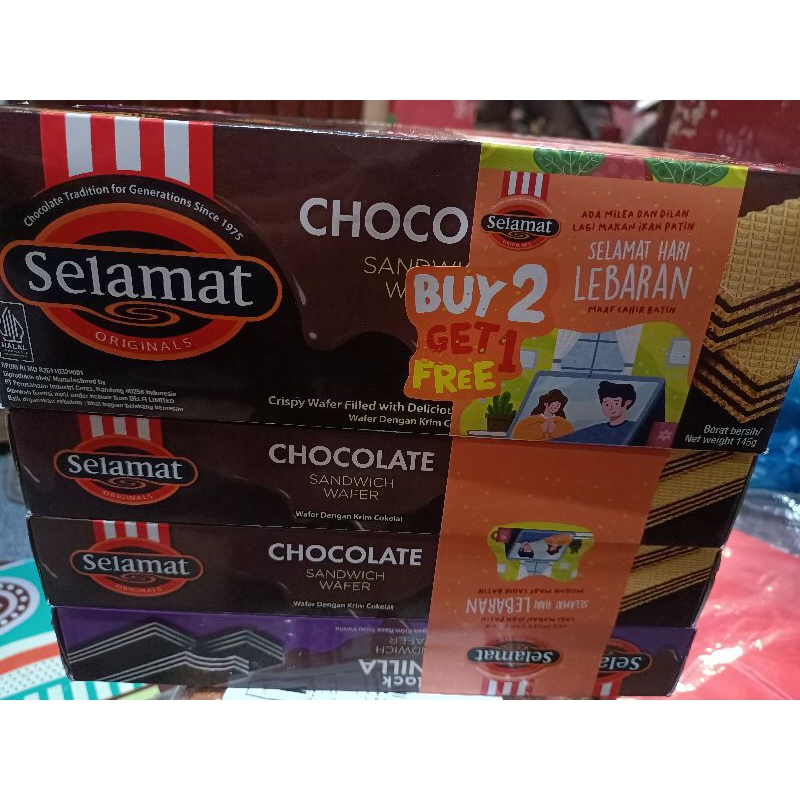 Jual Selamat chocolate sandwich wafer 145g beli 2 gratis 1 | Shopee Indonesia