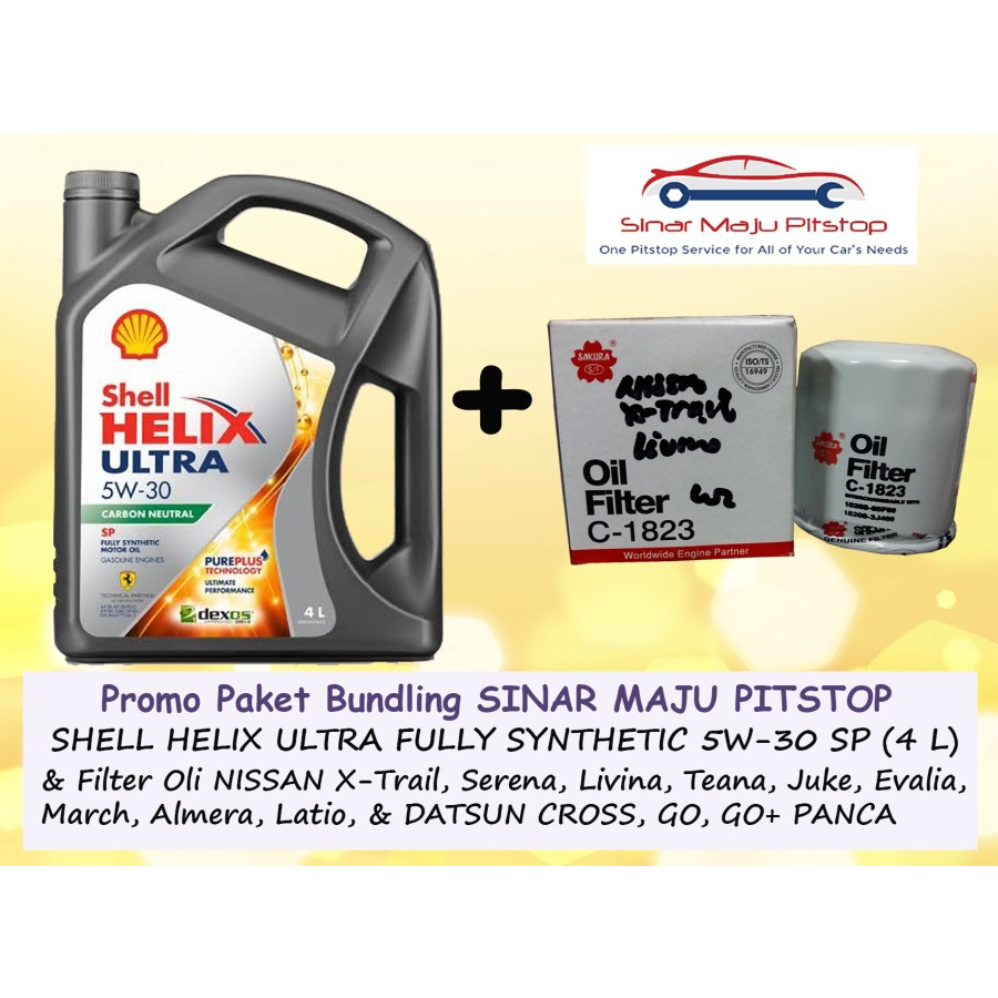 Jual Paket Bundling Oli Mobil SHELL HELIX ULTRA HX8 5W-30 API SP ...
