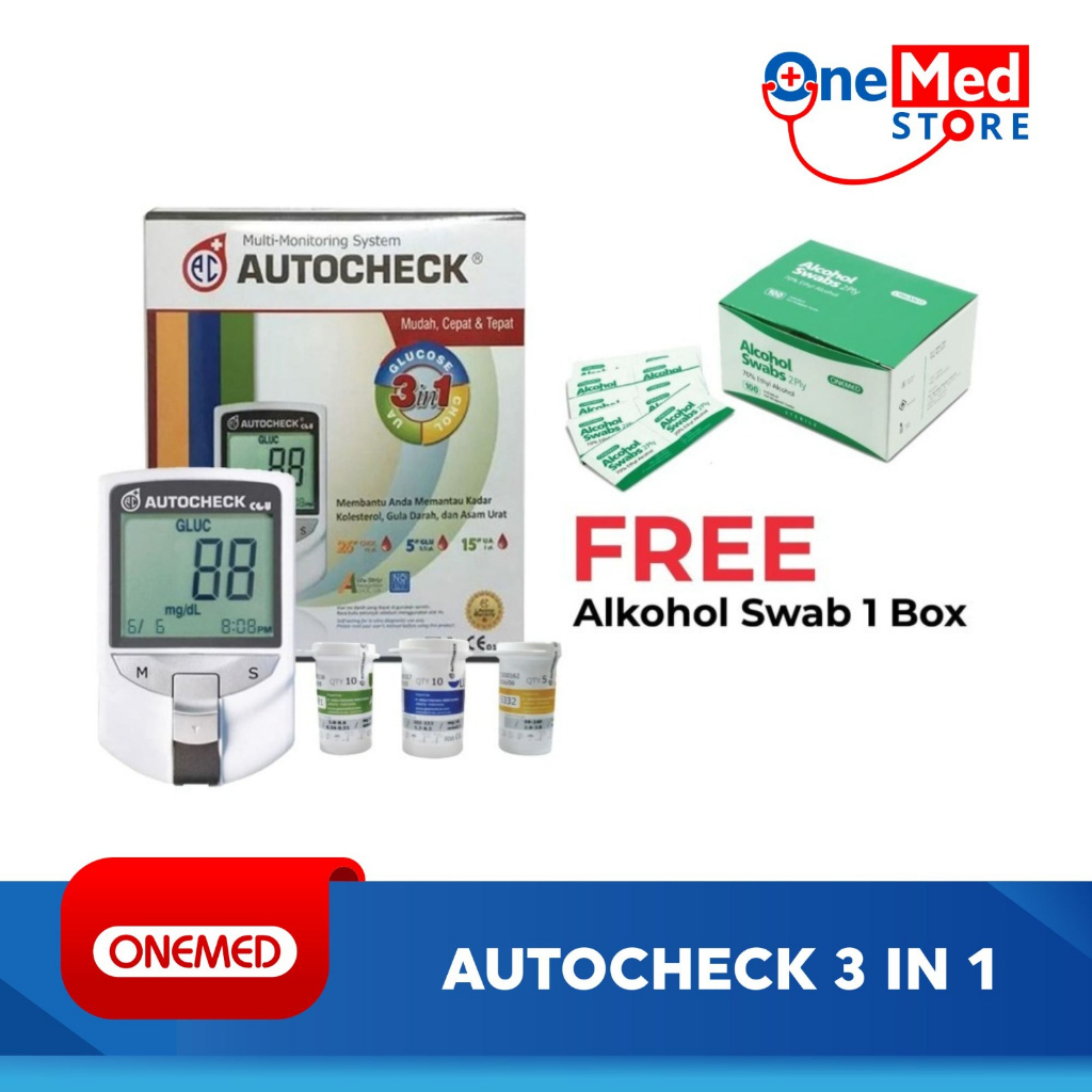 Jual Alat Cek Gula Darah Asam Urat Kolesterol Autocheck 3in1 Free ...