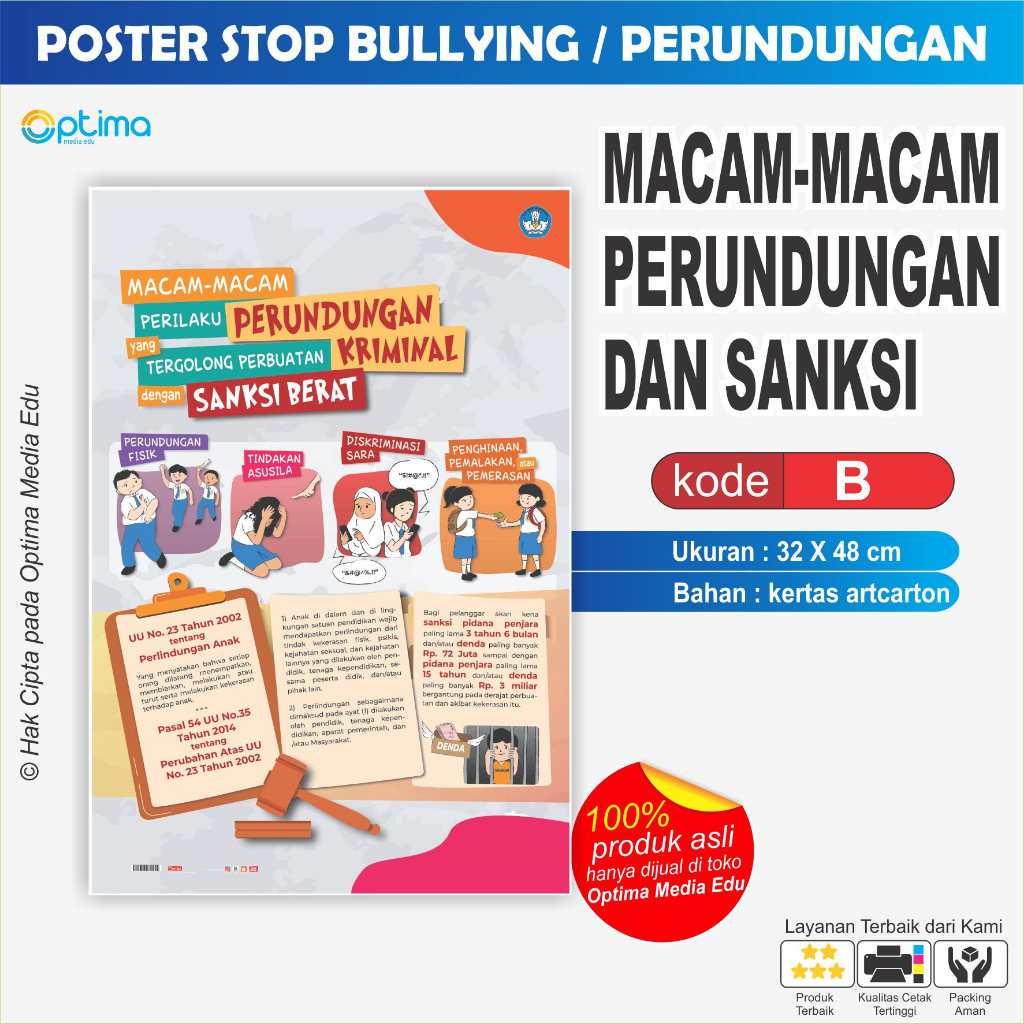 Jual Poster Stop Bullying dan Perundungan BK Untuk SD, SMP, SMA, SMK, Madrasah, Umum, dll ...