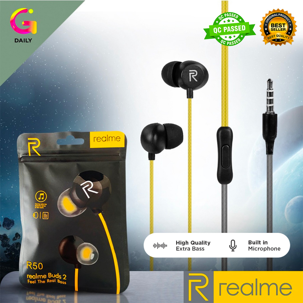 Jual Headset Realme R50 Extra Bass Stereo audio jack 3,5mm | Shopee ...