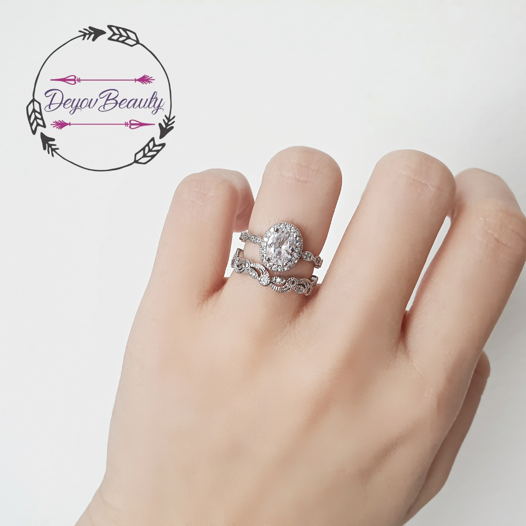 Jual Silver 925 Diamond Ring Cincin Berlian - DYR021 Elle Ring Set ...