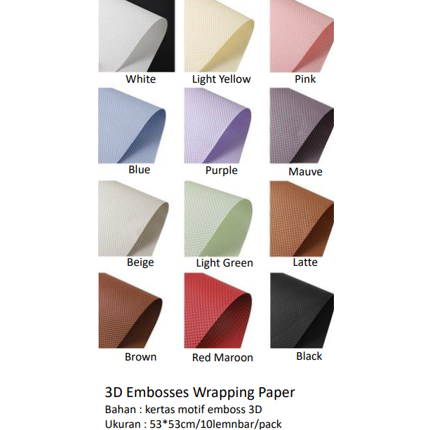 Jual (10Lembar) Kertas Bunga Buket Print Timbul / 3D Embosses Wrapping ...