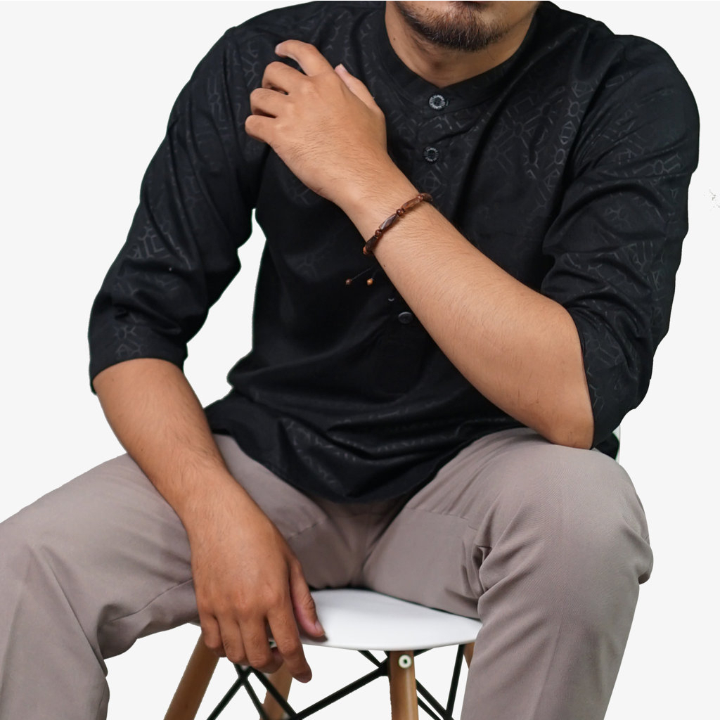 Jual Baju Kemeja Koko Kurta Pakistan Bahan Emboss Premium Lengan 3/4 ...