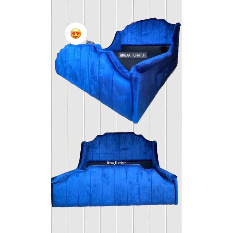 Jual Divan Blue Laci 4 premium kain velvet lembut tebal Headboard, bed ...