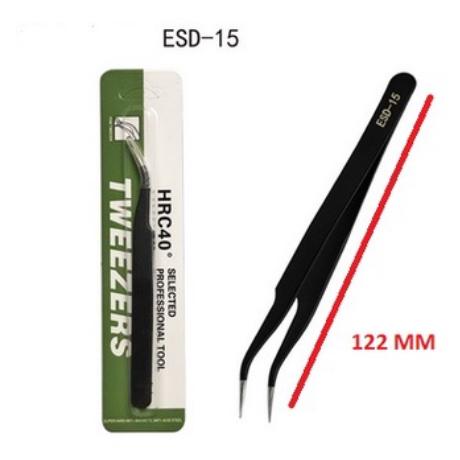 Jual pinset tweezer bengkok lengkung lancip ESD-15 122mm 12.2cm HRC40 ...