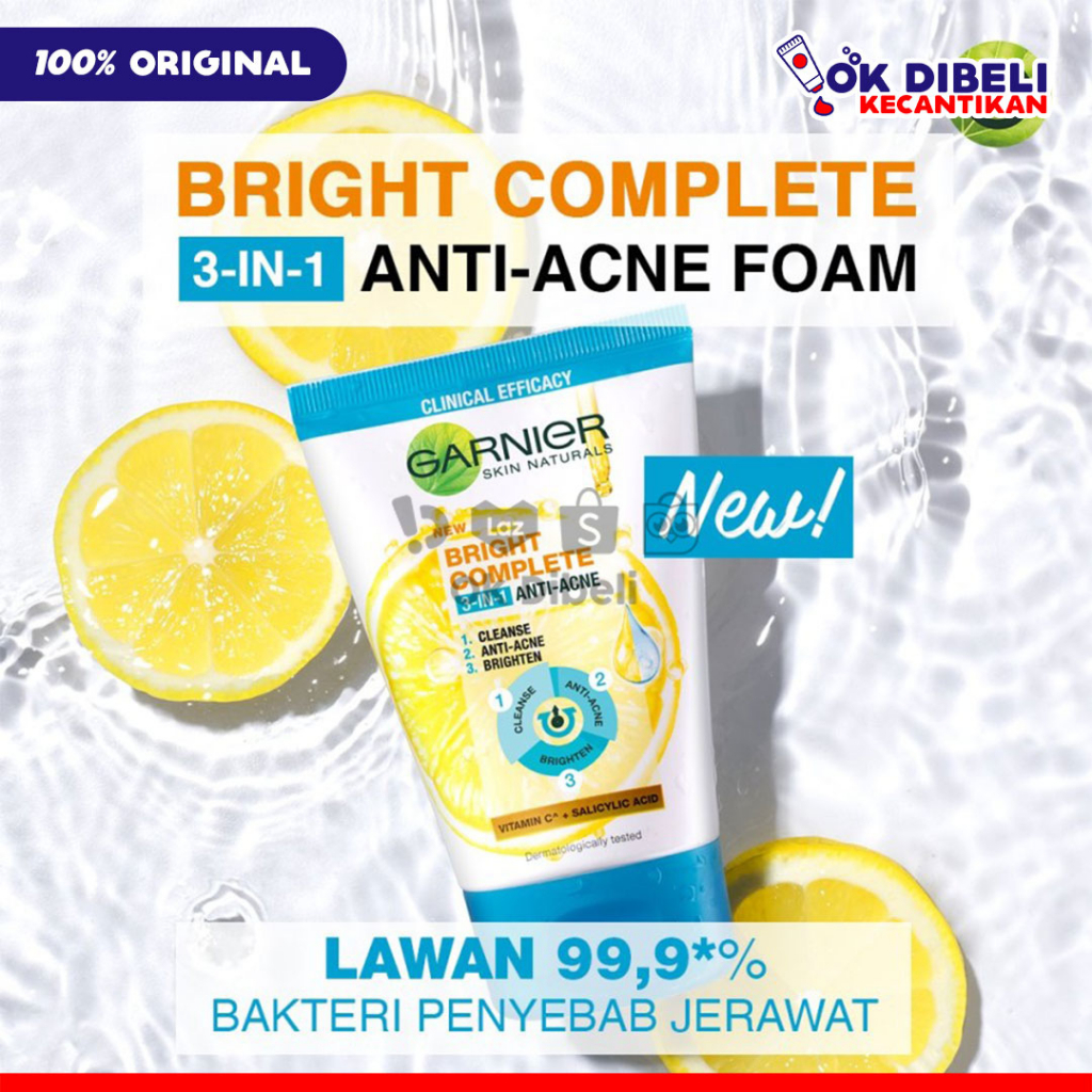 Jual PROMO! Sabun Cuci Muka GARNIER FACIAL FOAM BRIGHT COMPLETE 3 IN 1 ...