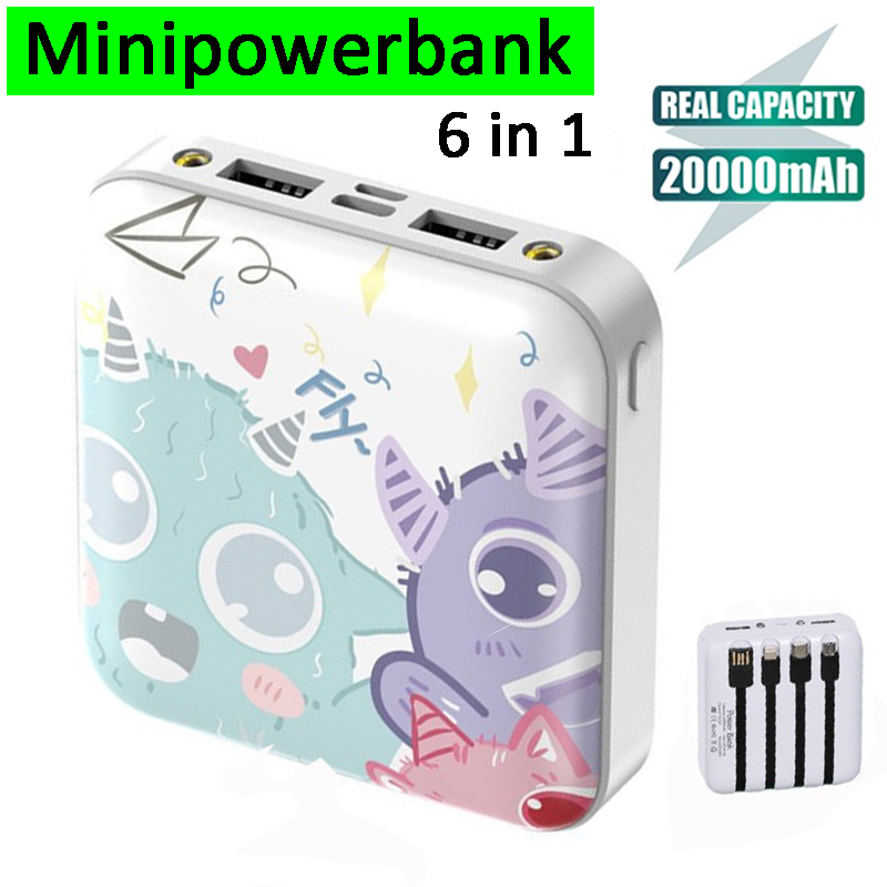 Jual PowerBank 20000mAH 4 Kabel Minipowerbank Type C iPhone Powerbank ...