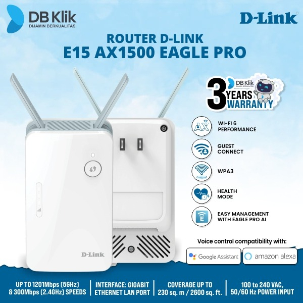Jual Router D-Link E15 AX1500 Eagle PRO AI Mesh System WiFi 6 Dual Band ...