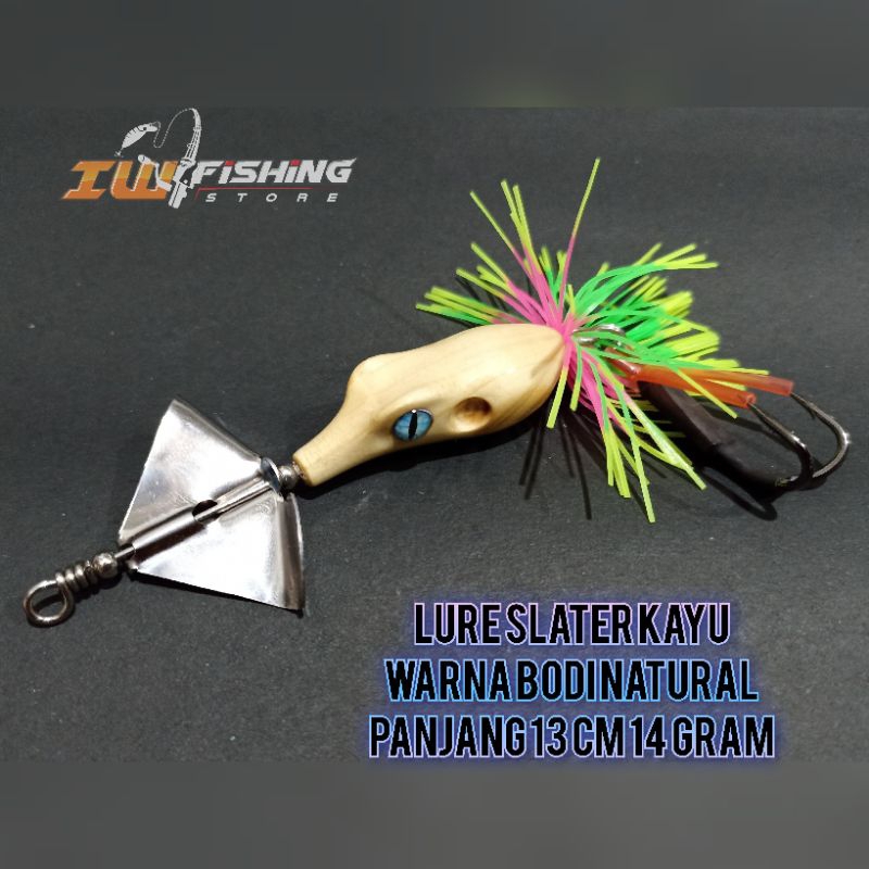 Jual Lure slater kayu natural panjang 13 cm berat 14 gram umpan pancing ...