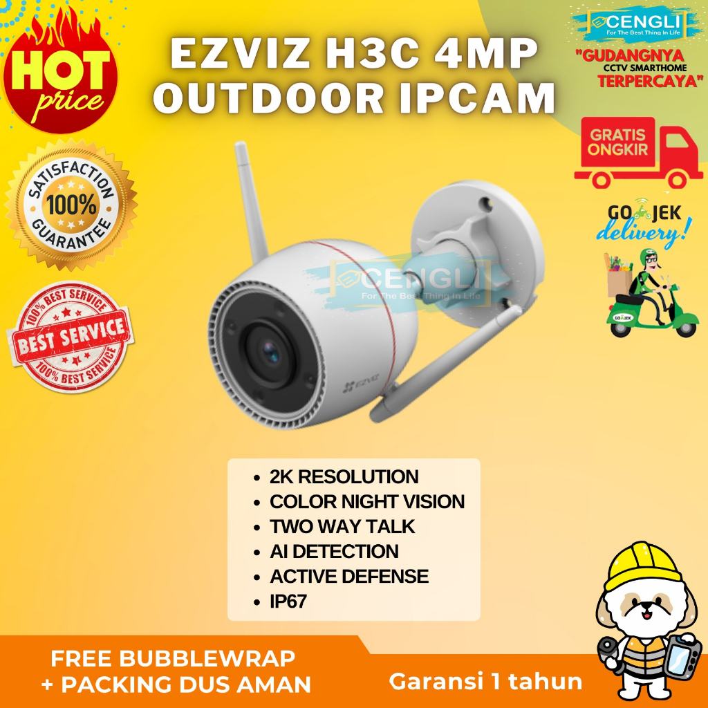 Jual IPCAM EZVIZ H3C 4MP 2K+ SMART OUTDOOR WIFI CAMERA COLOR NIGHT ...