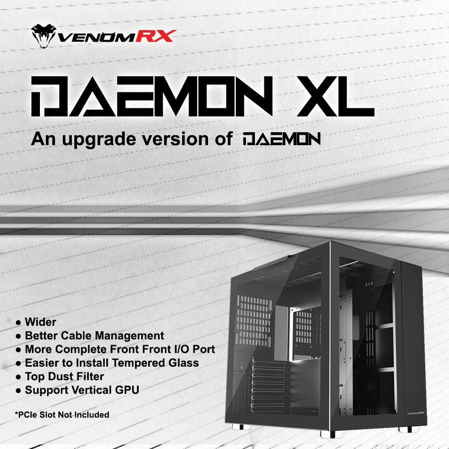 Jual VenomRX Casing PC Daemon XL Black ATX Full Tempered Glass | Shopee ...