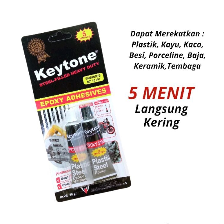 Jual CUCI GUDANG Lem Besi Plastik KEYTONE 5 Menit kering Lem Campur ...