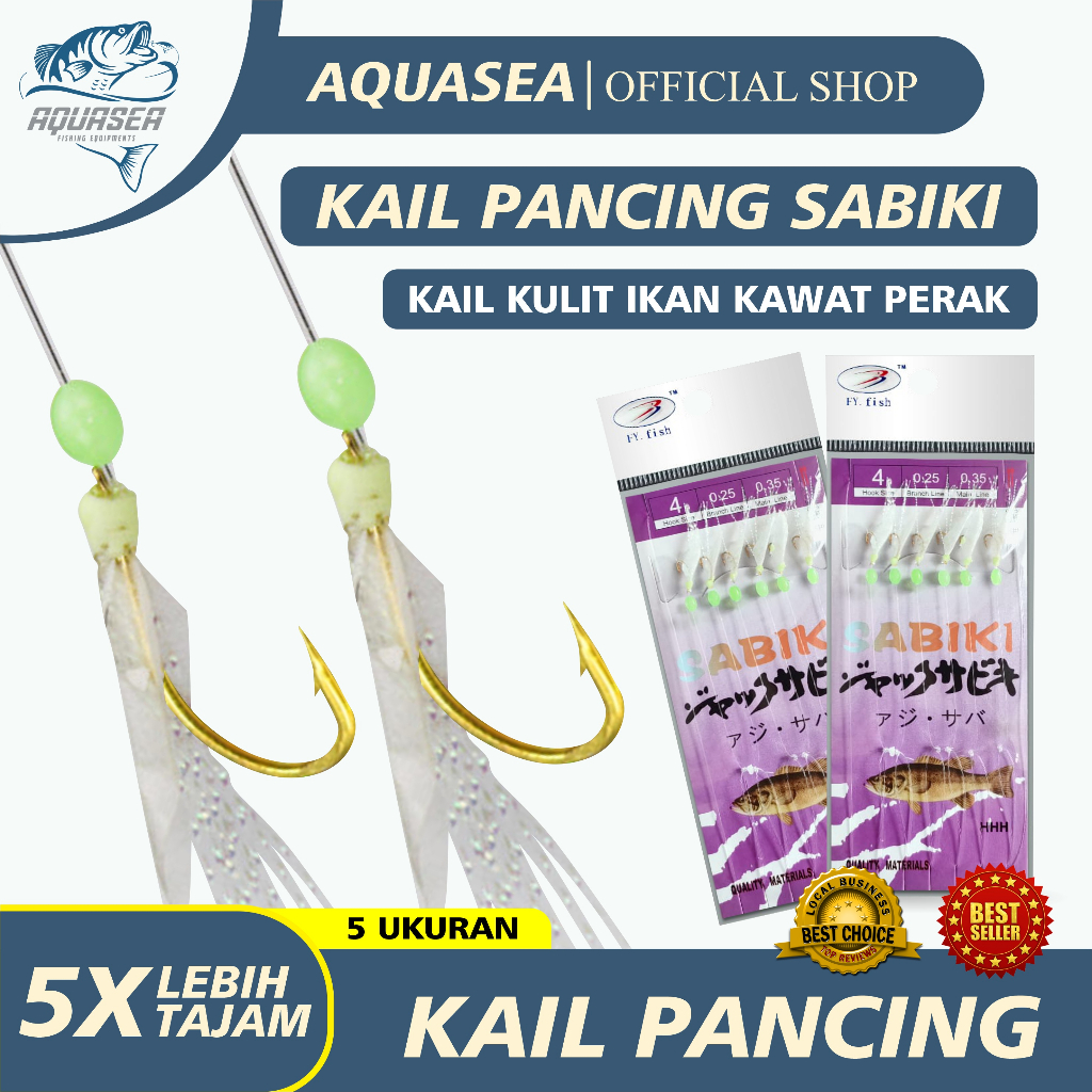 Jual AQUASEA Kail Pancing Sabiki Kotrekan Kail Umpan Kulit Ikan Kawat ...