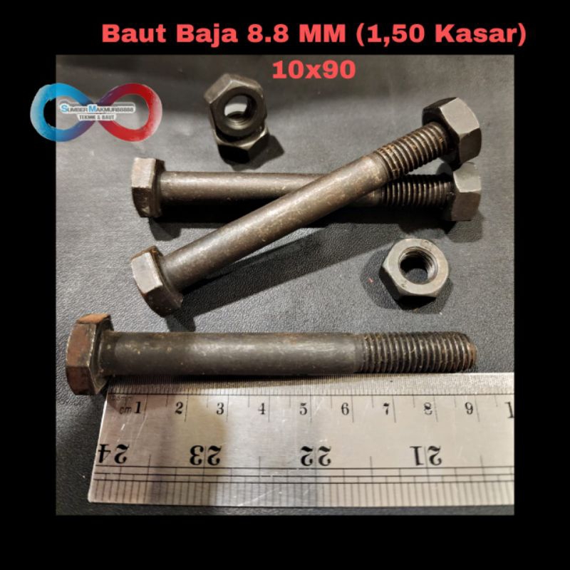 Jual Baut Mur Baja htb (grade 8.8) 10x90 mm p.1,50 TIDAK FULLDRAT | Shopee Indonesia