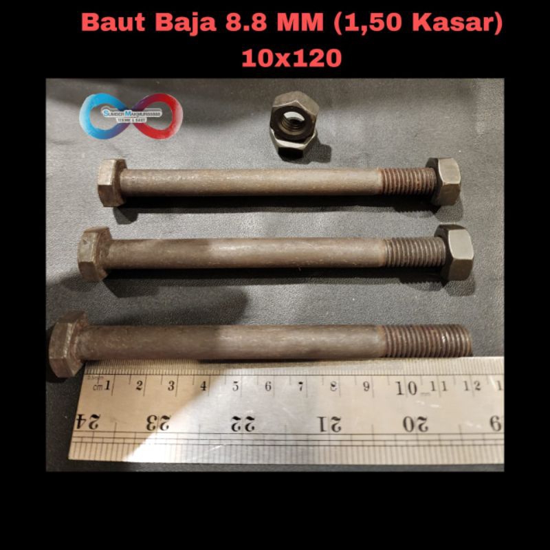 Jual Baut Mur Baja htb (grade 8.8) 10x120 mm p.1,50 TIDAK FULLDRAT ...