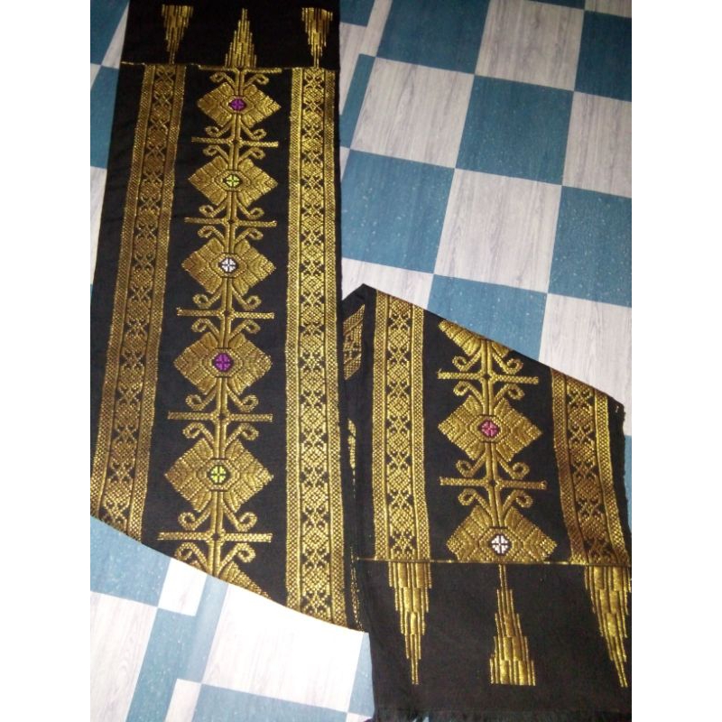 Jual Selendang Selempang Lempot Tekak shawl Senteng Songket Hitam Motif ...