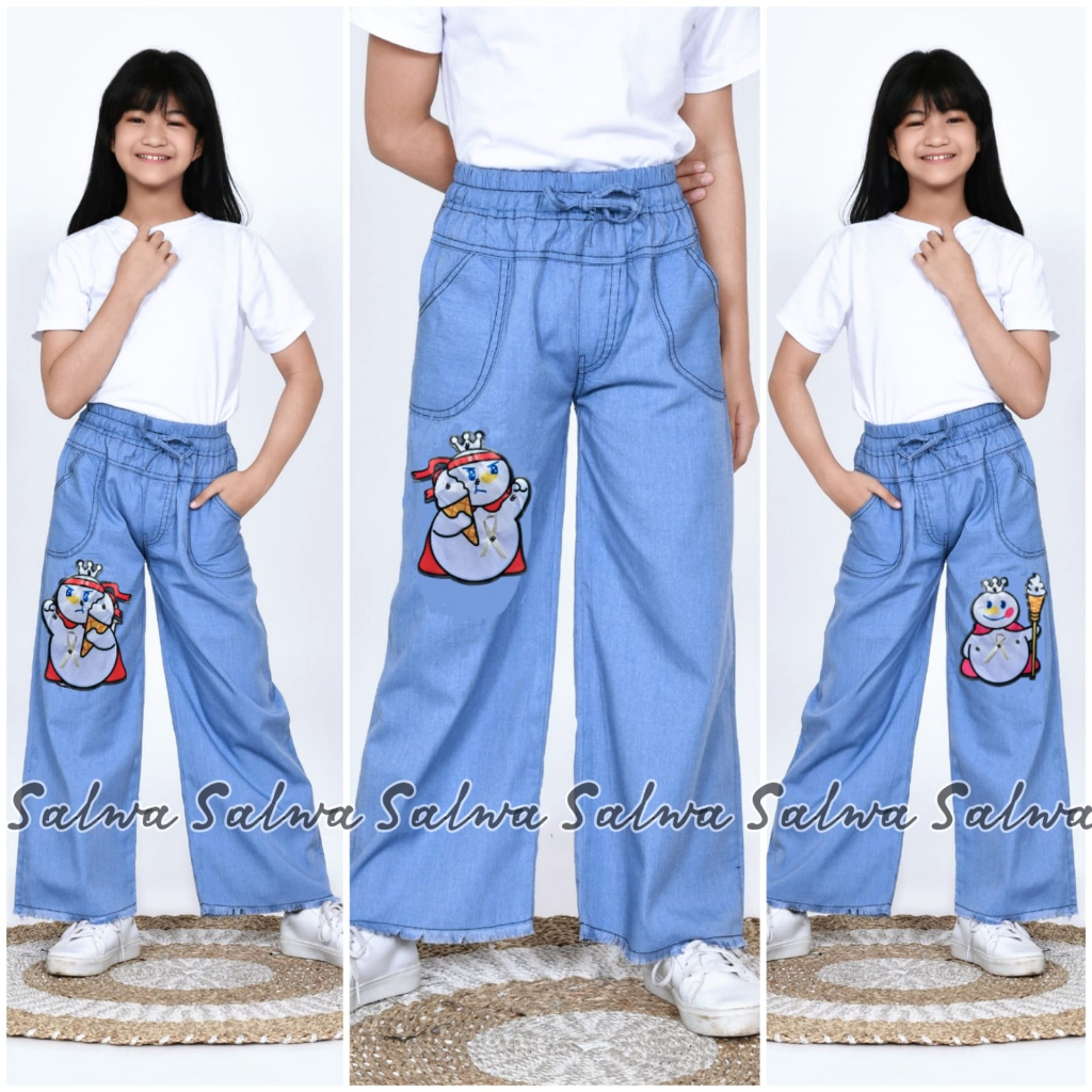 Jual Celana kulot jeans anak ice cream mixue usia 5-12 tahun | Shopee Indonesia