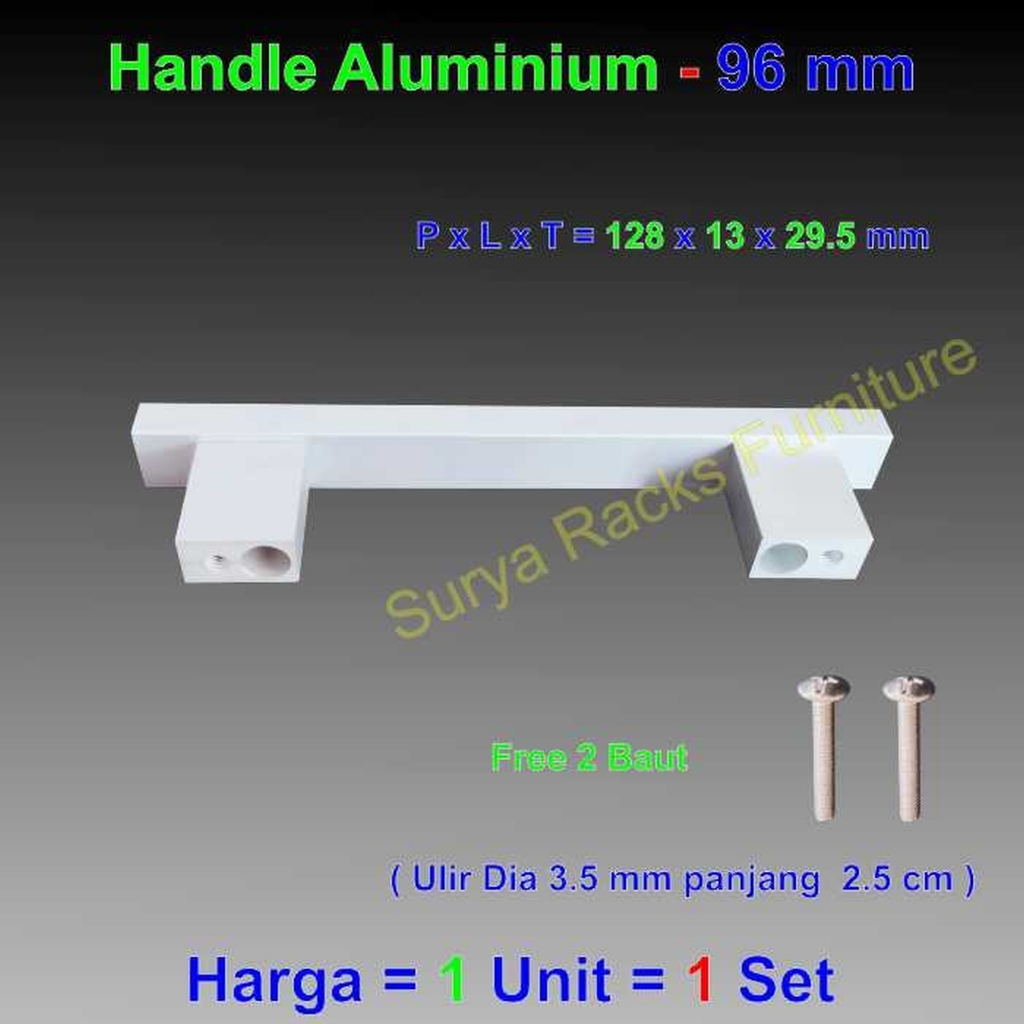 Jual Handle (TA-32) 96 Silver Aluminium, Handle Lemari, Handle Laci ...