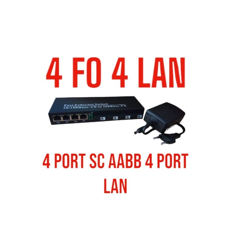 Jual Media Converter Switch Fiber Optik 4 Port Fiber AABB 4 Port LAN RJ45 4SC 4PE CM4F4E 4FO 4SC ...