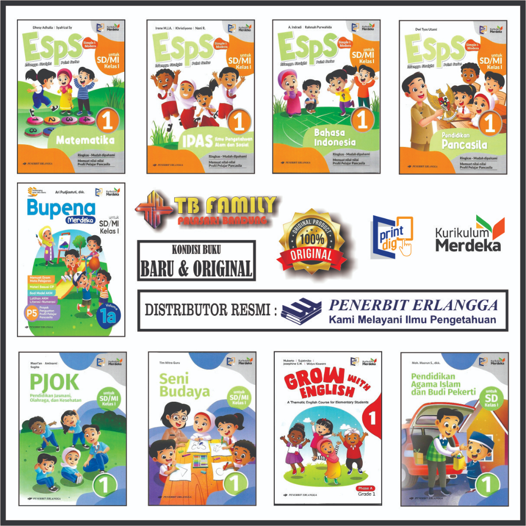Jual Buku Paket Kurikulum Merdeka KURMER Kelas 1 SD/Mi Penerbit Erlangga | Shopee Indonesia