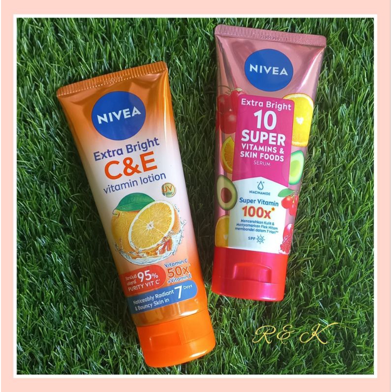 Jual Nivea Extra Bright 10 Super Vitamins & Skin Food Serum 180 Ml ...